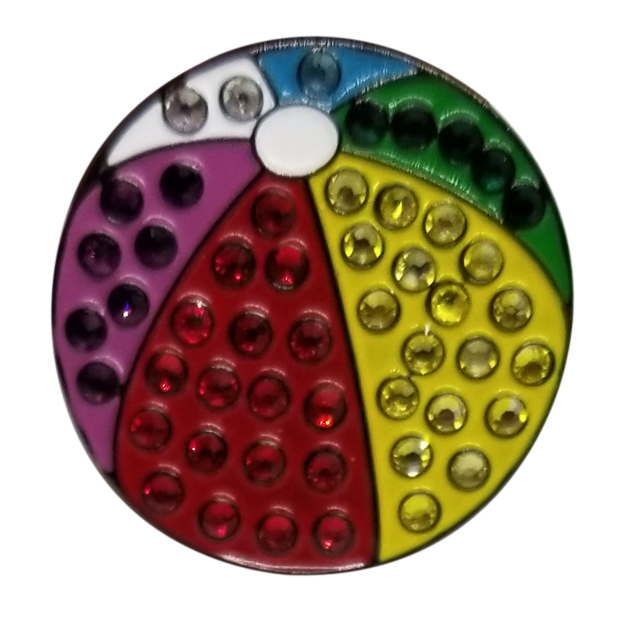 Beach Ball Marker & Hat Clip with Crystals by ReadyGolf