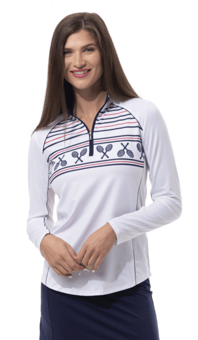 Ladies UPF 50 SolCool Mock w/ Piping by San Soleil