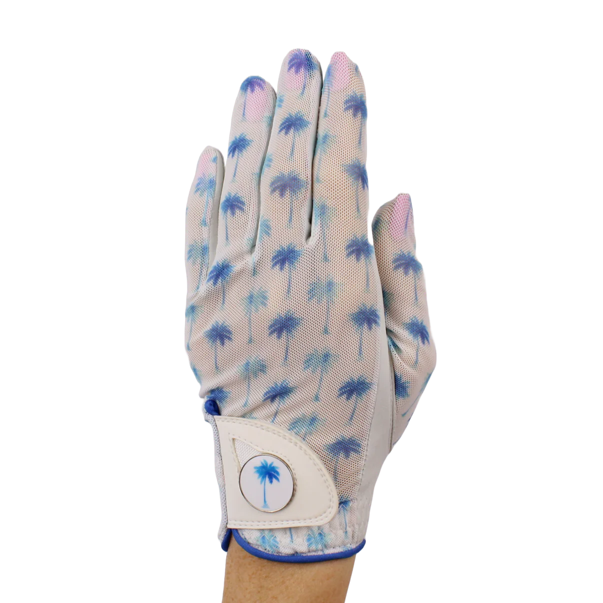 Women's Blue Palm Tree Golf Glove by Hand Candy