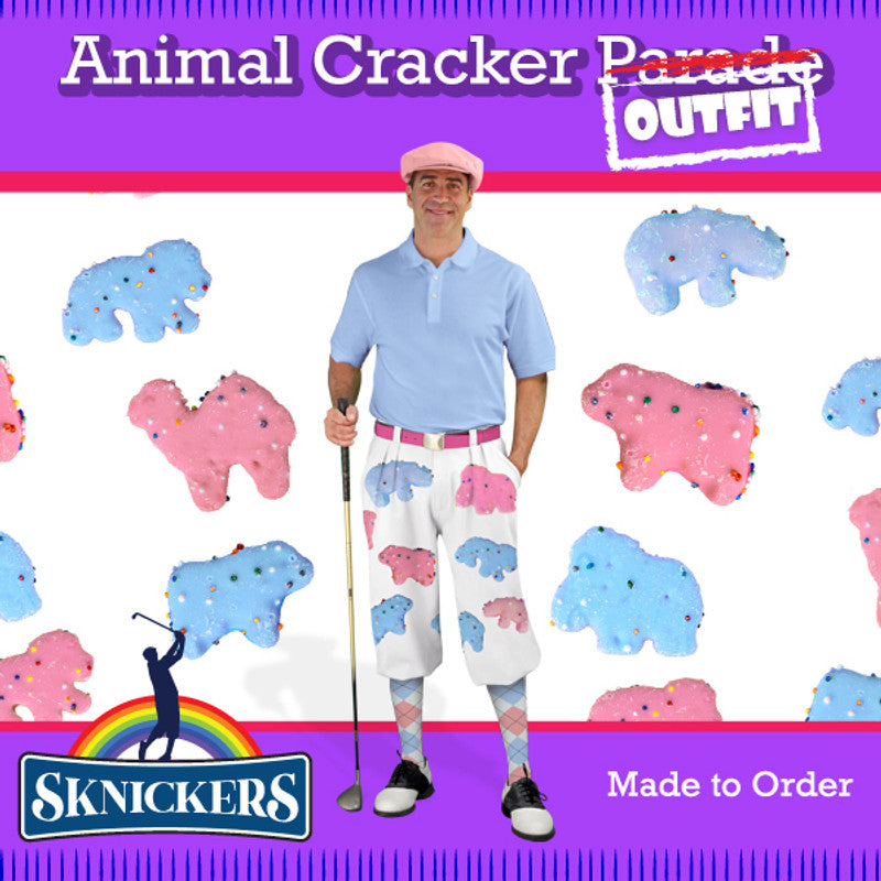 Golf Knickers: Mens Sknickers Knickers Outfit - Light Blue and Pink Fr