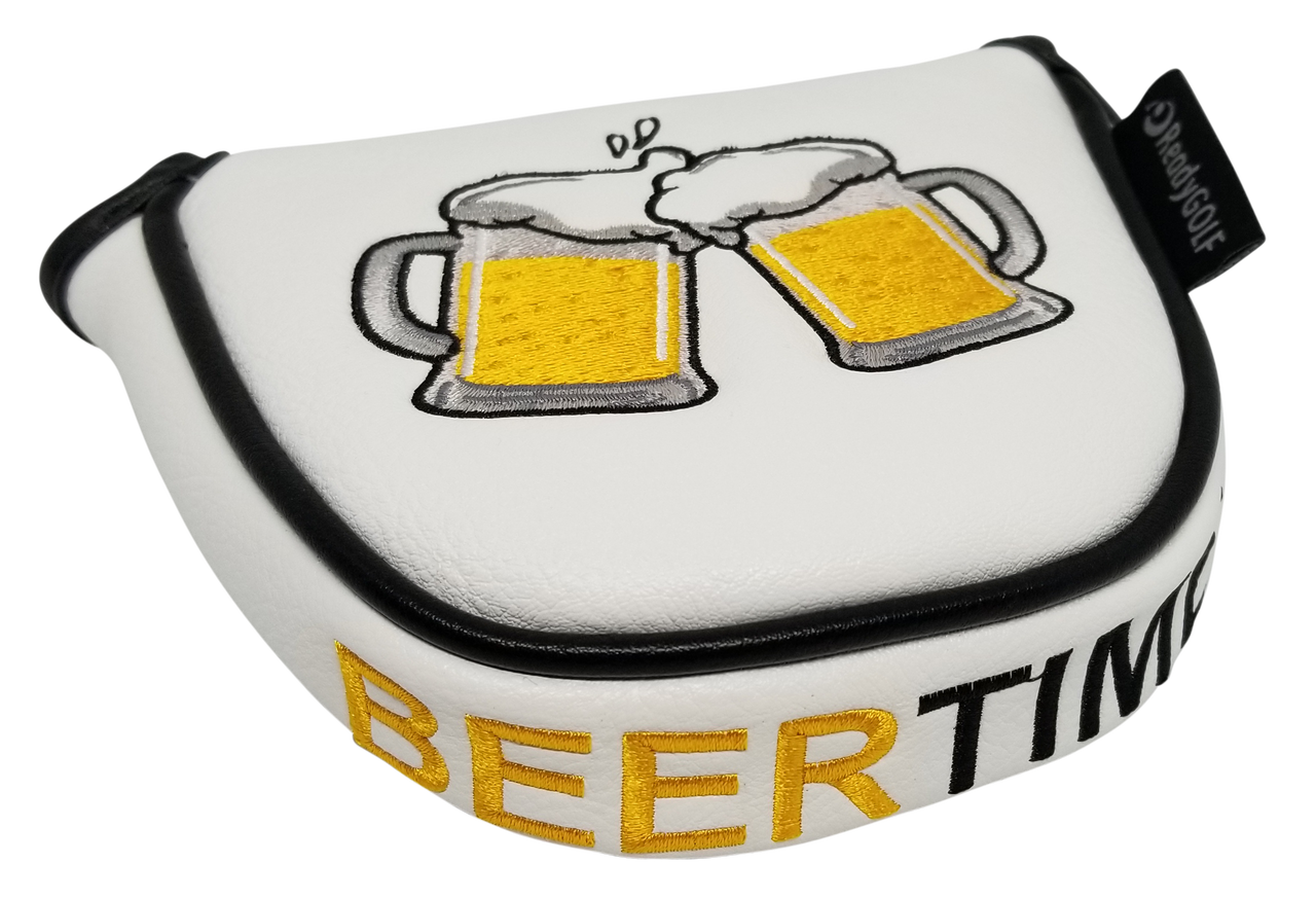 Beer Time Embroidered Mallet Putter Cover by ReadyGOLF
