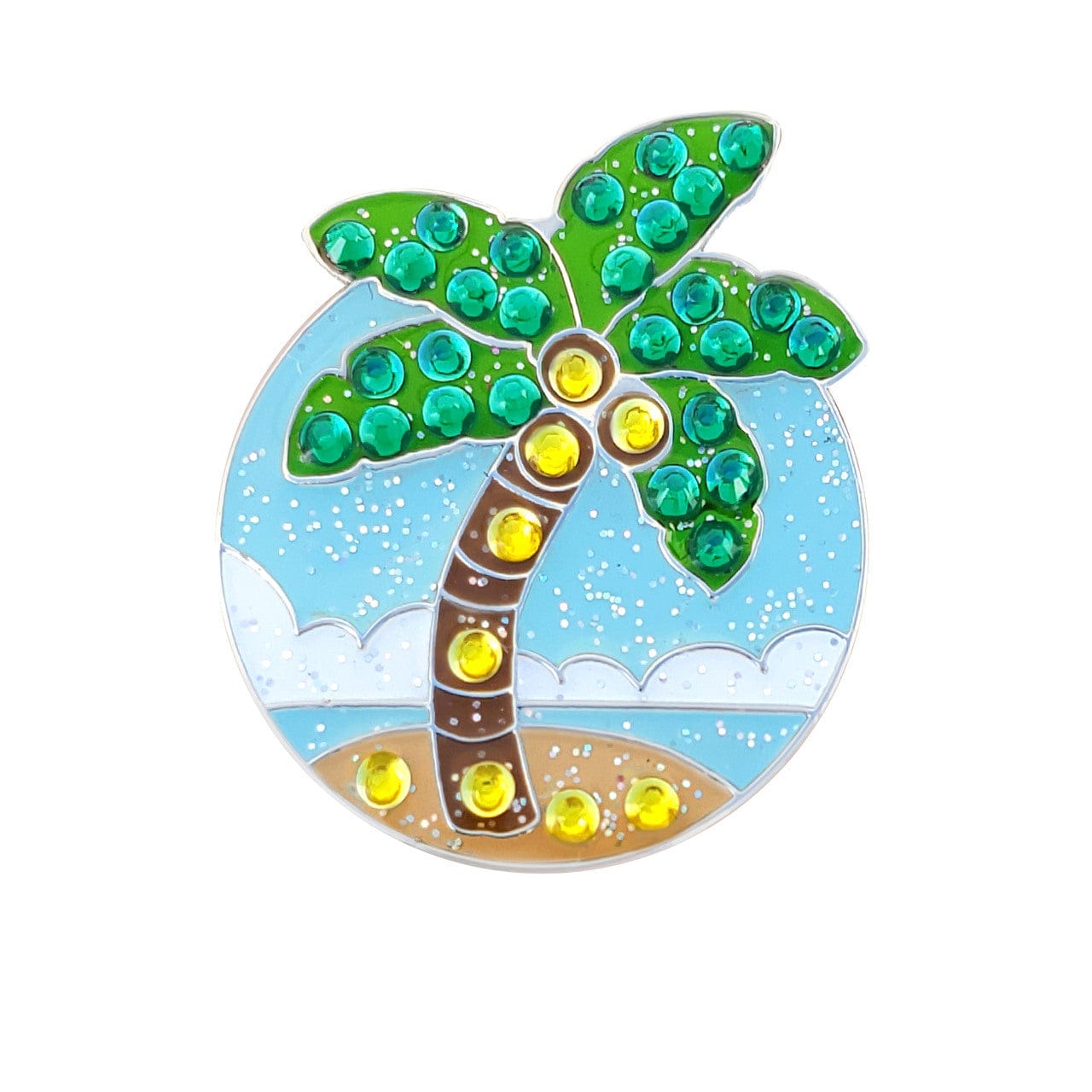 Palm Tree Ball Marker adorned with Crystals with Hat Clip by Navika