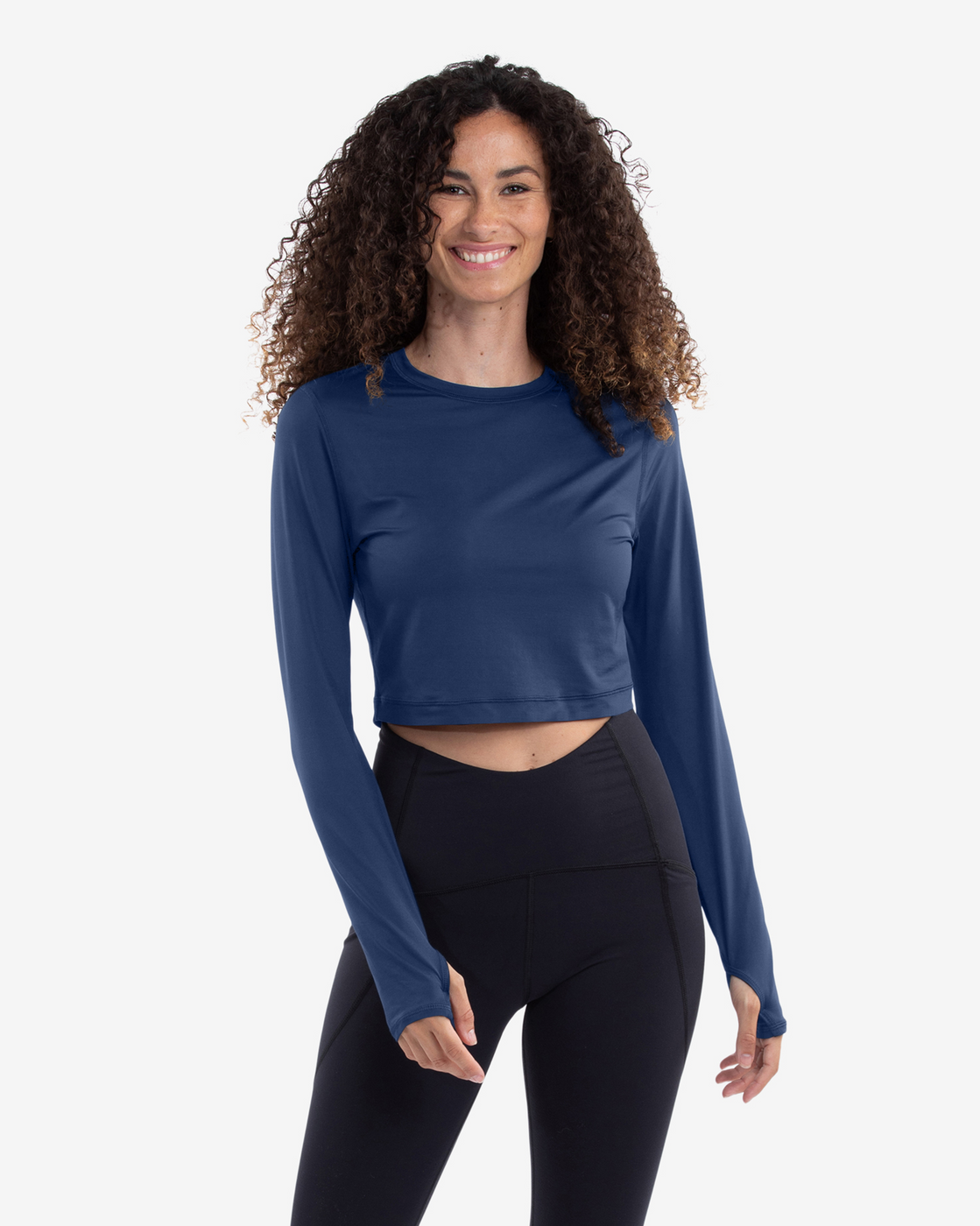 Womens Navy Crop UPF 50 Top by BloqUV