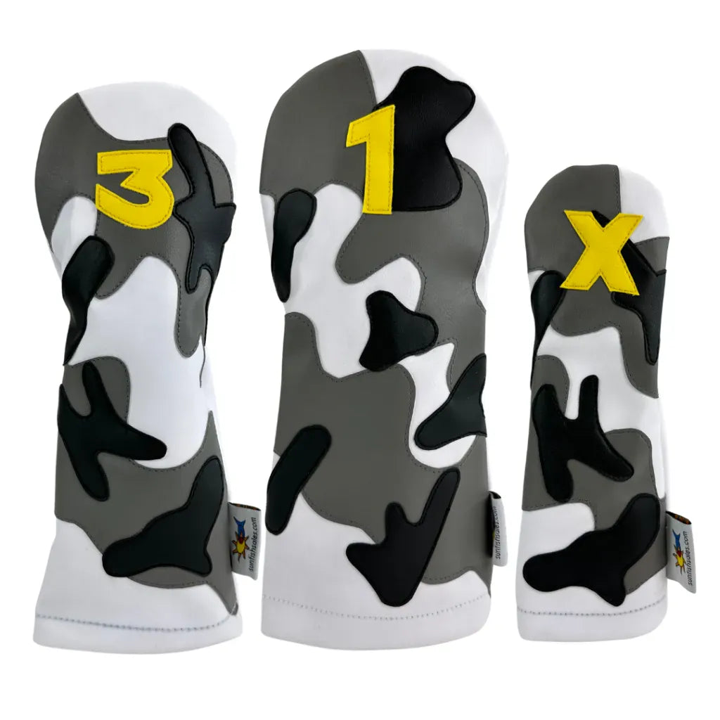 Snow Camo Appliqué DuraLeather Headcovers by Sunfish